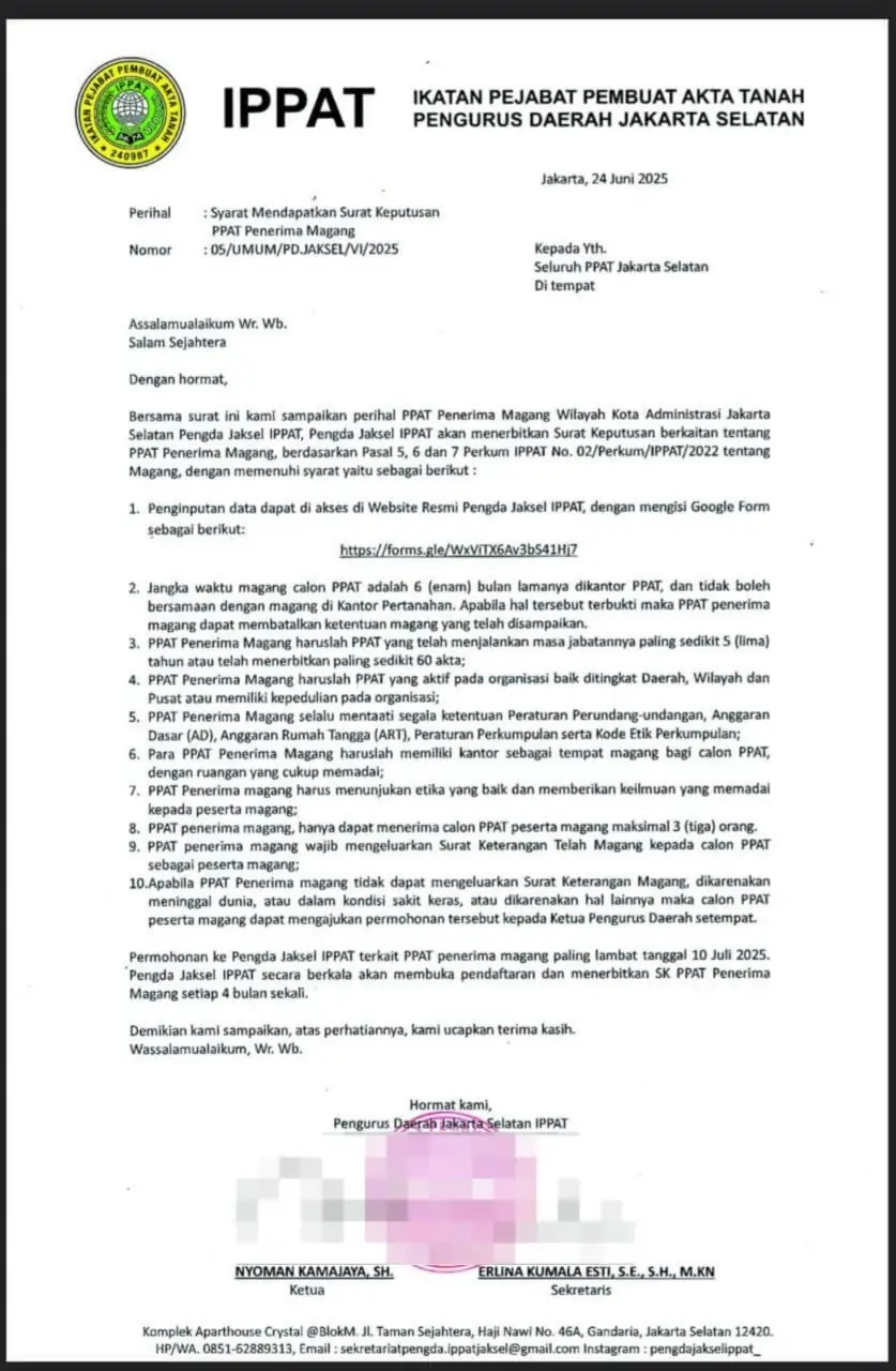 Pengumuman Penting: Persyaratan Penerbitan SK PPAT Penerima Magang oleh ...